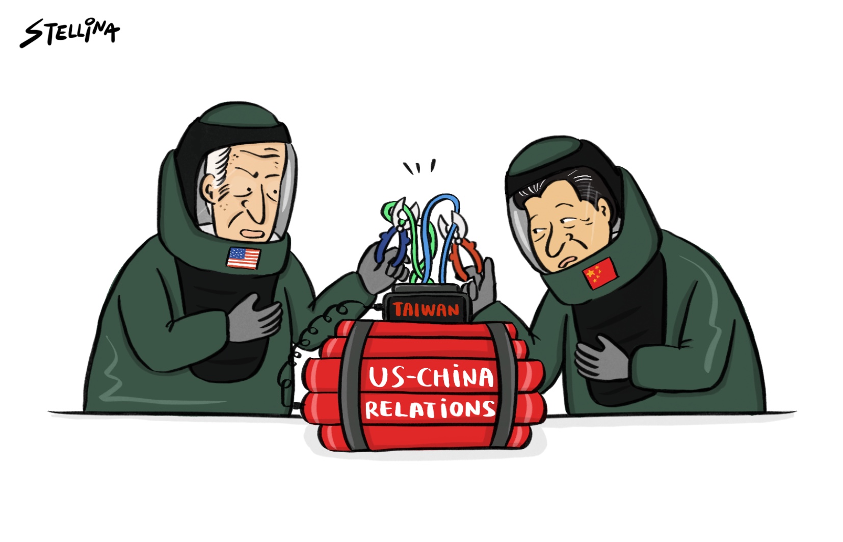 US-China relations bomb – Cartoons by Stellina