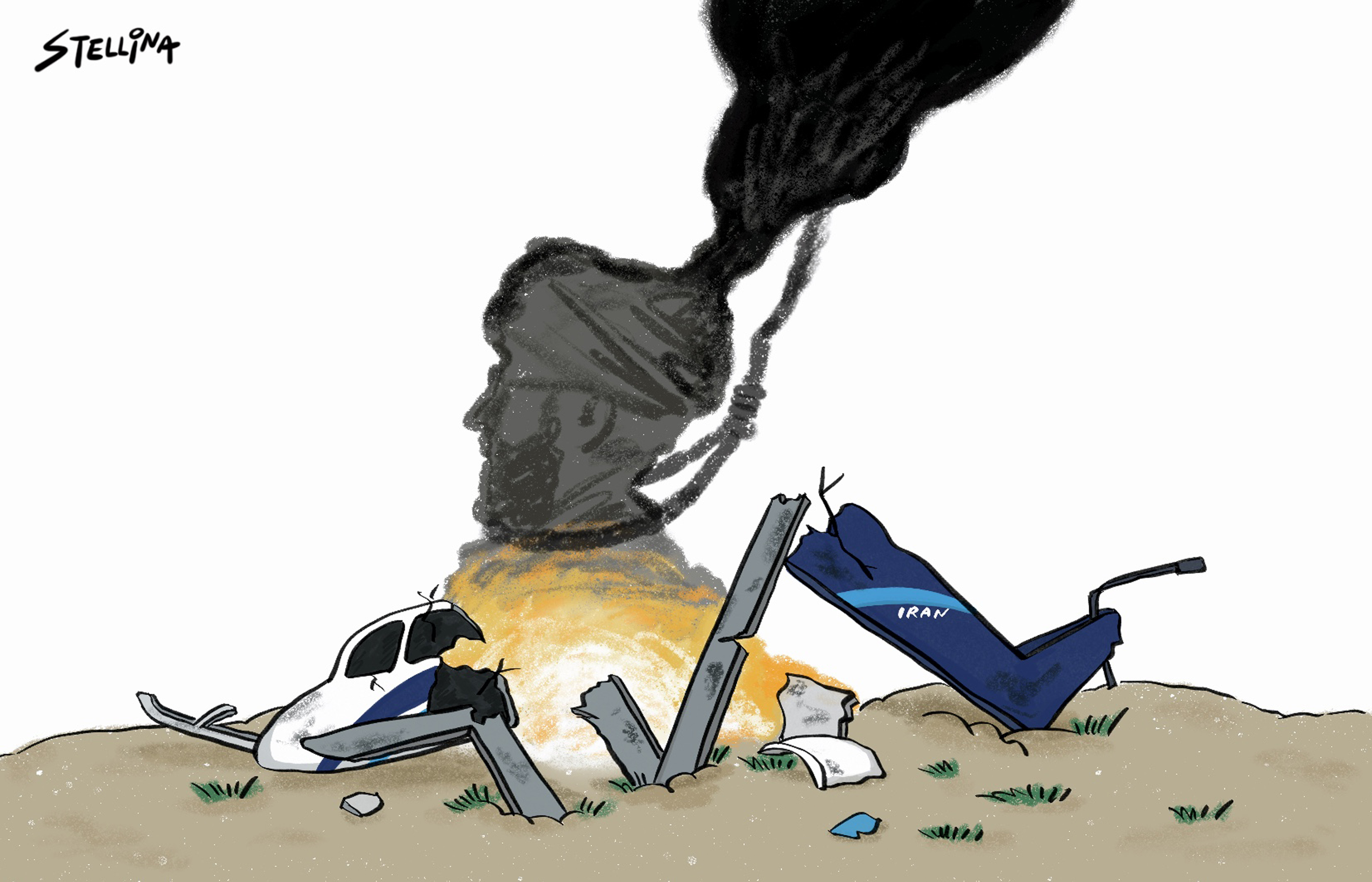 Death of the hanging judge, president of Iran, Raisi – Cartoons by Stellina