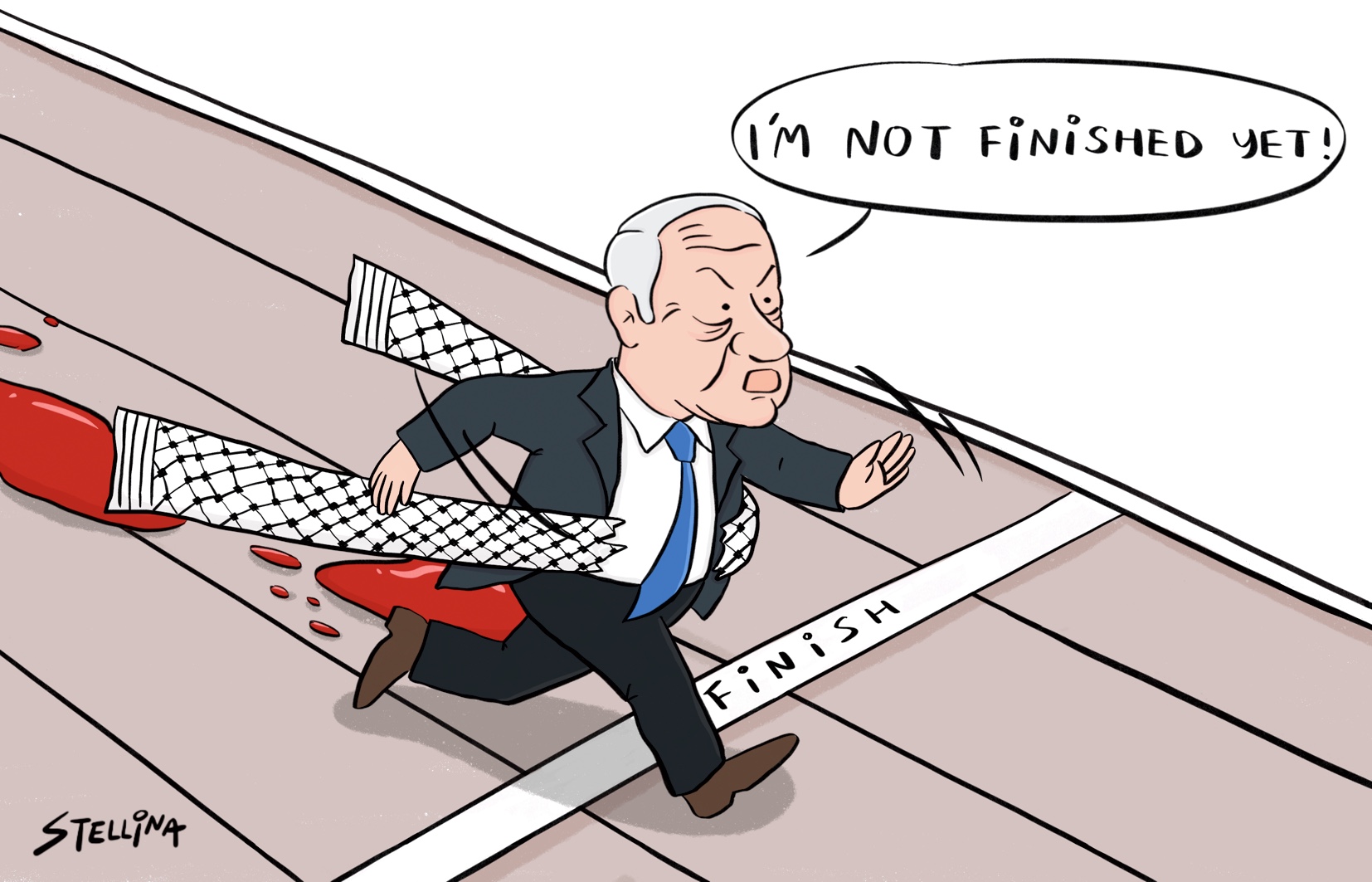 Netanyahu, ”I’m not finished yet!” – Cartoons by Stellina
