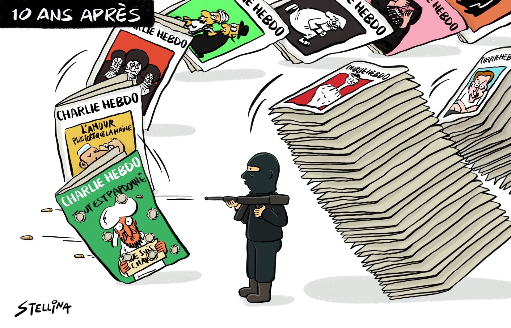 Charlie Hebdo 10 ans après – Cartoons by Stellina